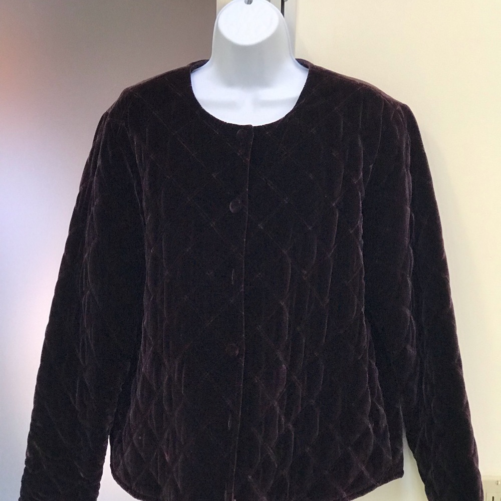 Eileen Fisher Velvet Diamond Quilted Jacket Size L - Gem